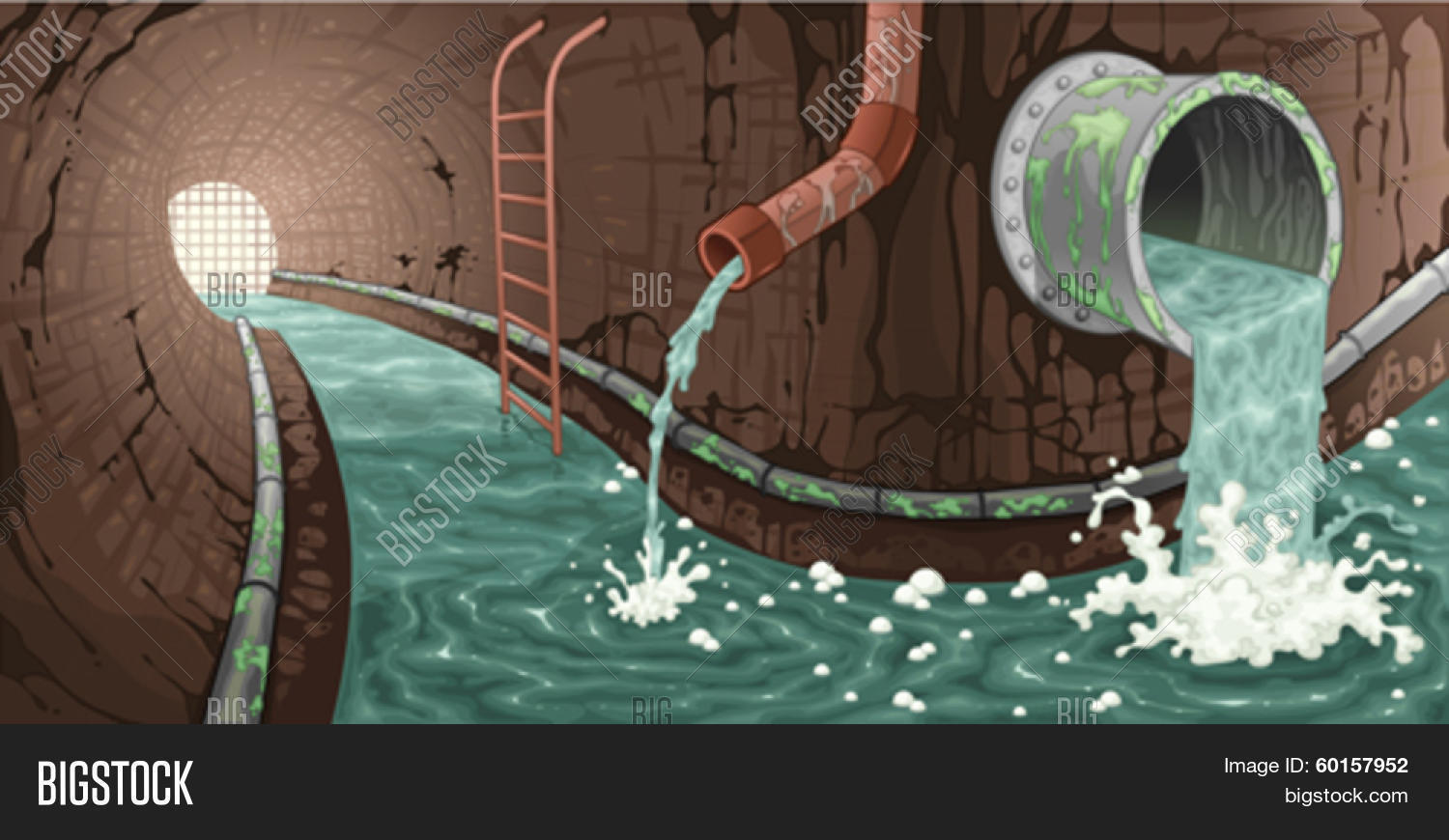 Inside Sewer. Cartoon Vector & Photo (Free Trial) | Bigstock
