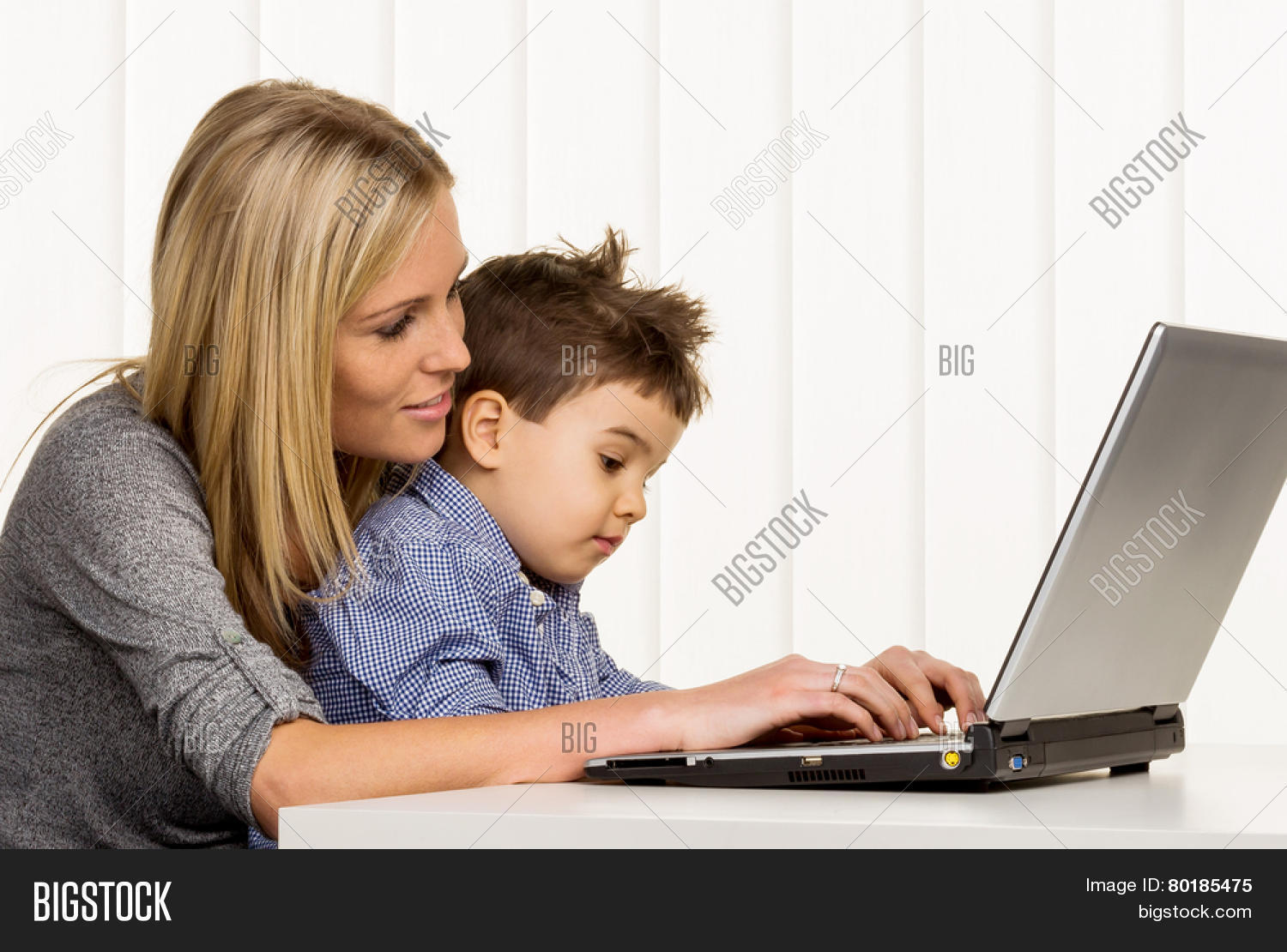 Mother Son On Computer Image & Photo (Free Trial) | Bigstock