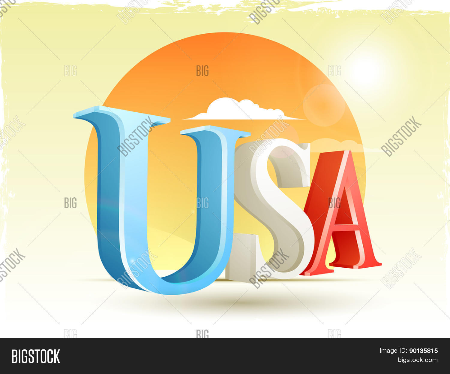 Glossy 3D Text USA Vector & Photo (Free Trial) | Bigstock
