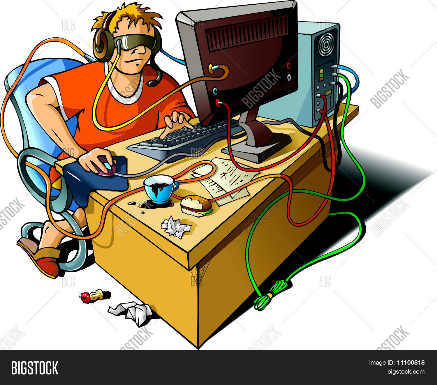Computer Addiction Vector & Photo (Free Trial) | Bigstock