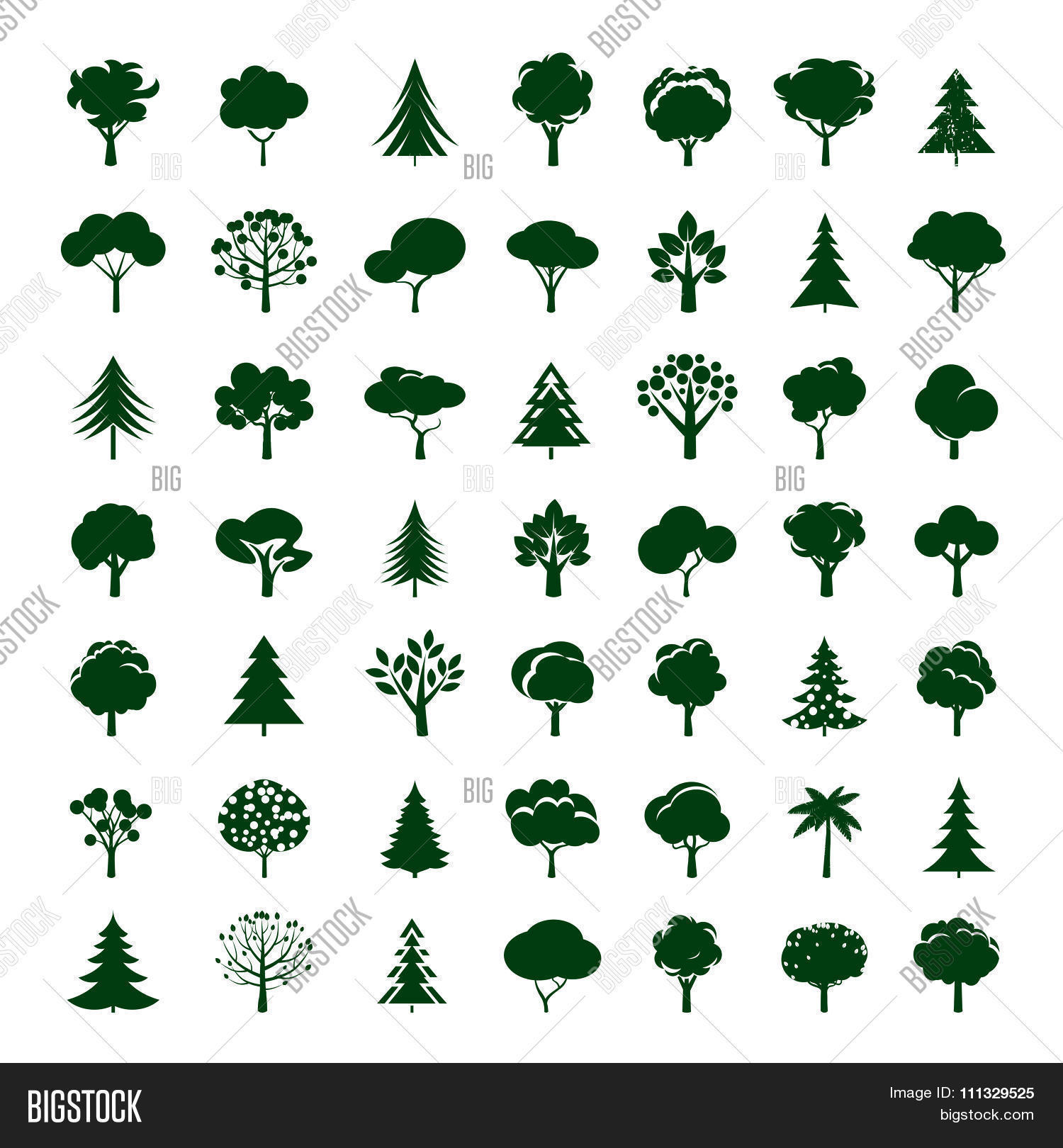 Set Grey Trees. Vector & Photo (Free Trial) | Bigstock