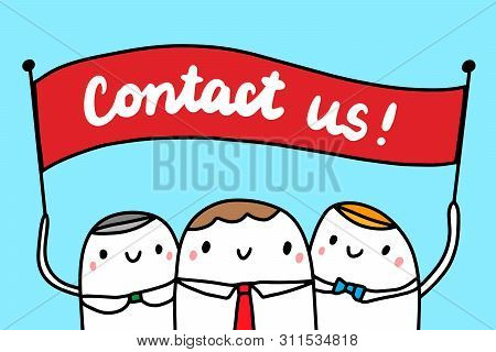 Contact Us Hand Drawn Vector & Photo (Free Trial) | Bigstock
