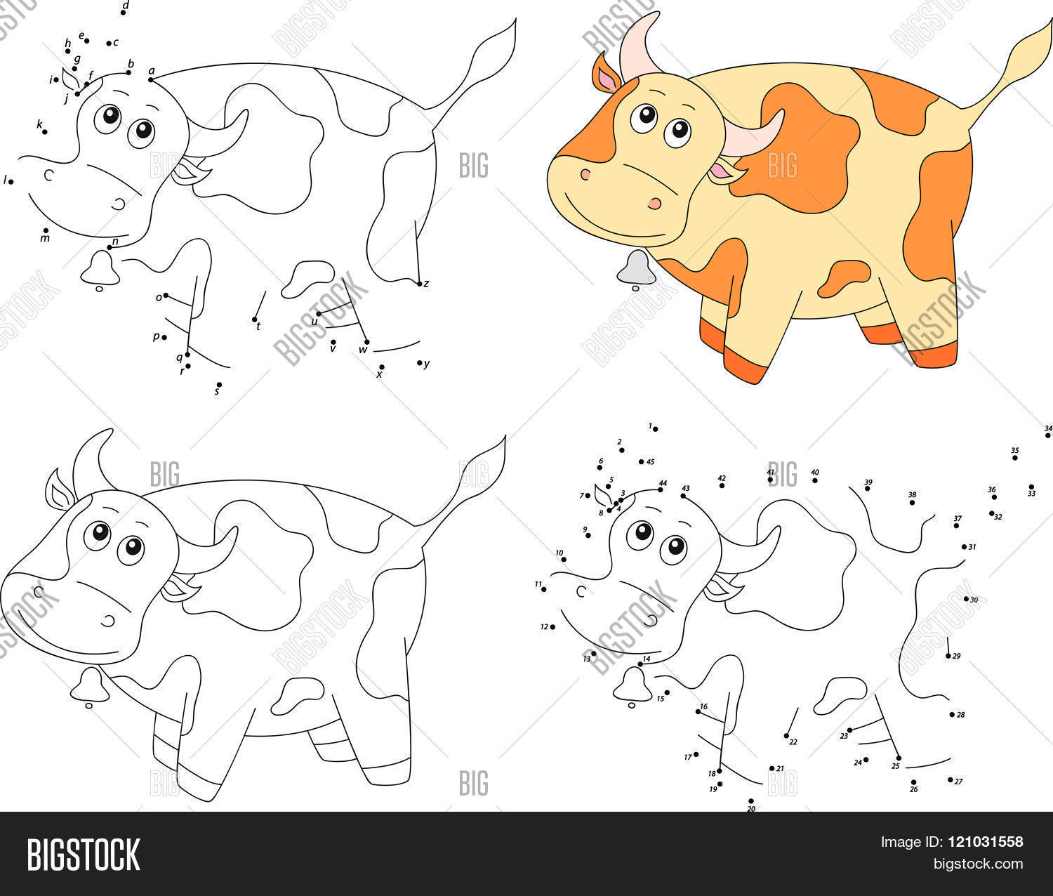 Cartoon Cow. Coloring Vector & Photo (Free Trial) | Bigstock