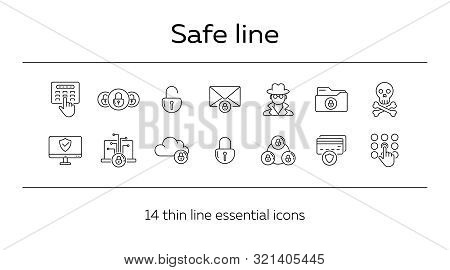Safe Line Icons. Set Of Line Icons. Cloud With Padlock, Screen With ...