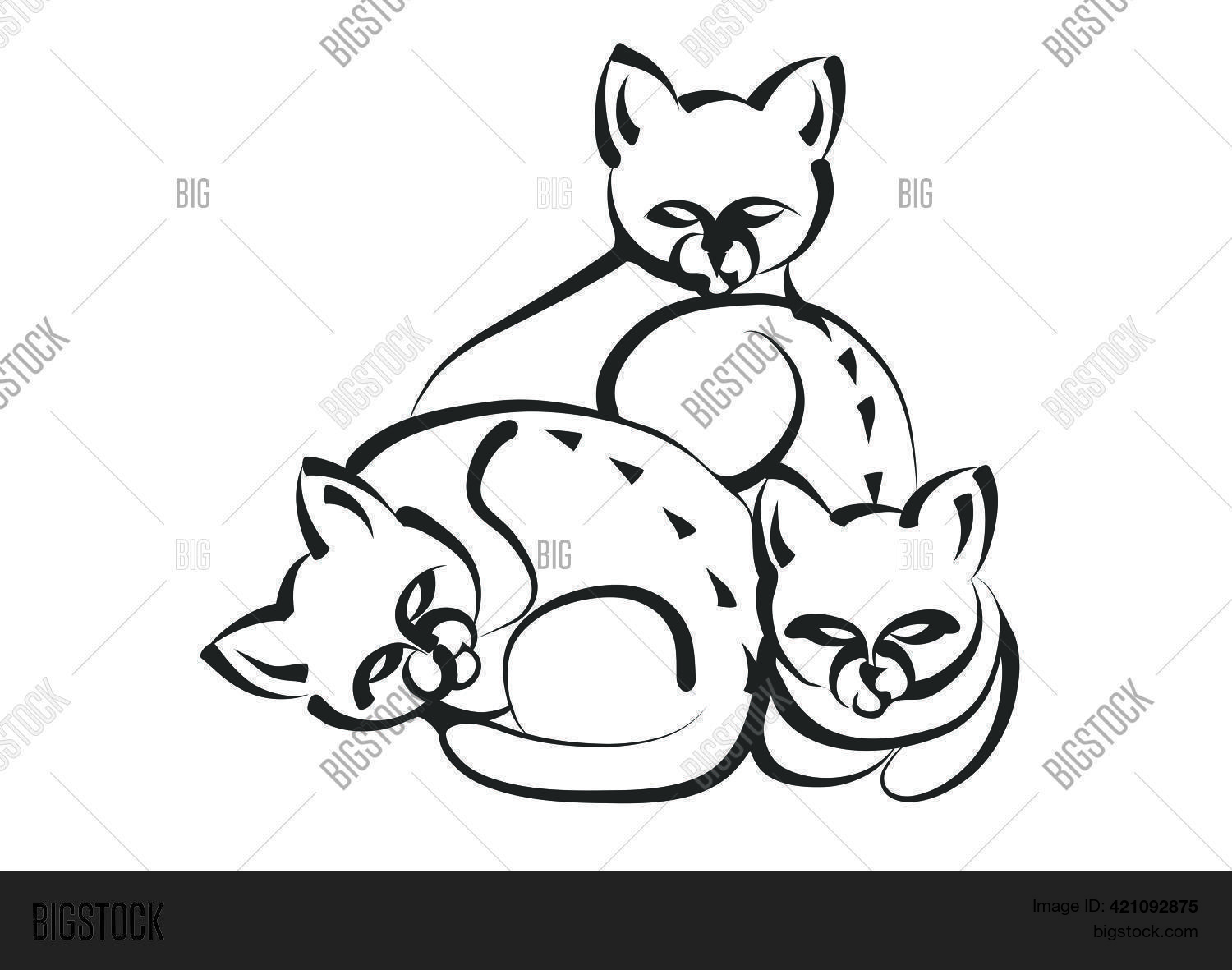 Three Cats Silhouette Vector & Photo (Free Trial) | Bigstock