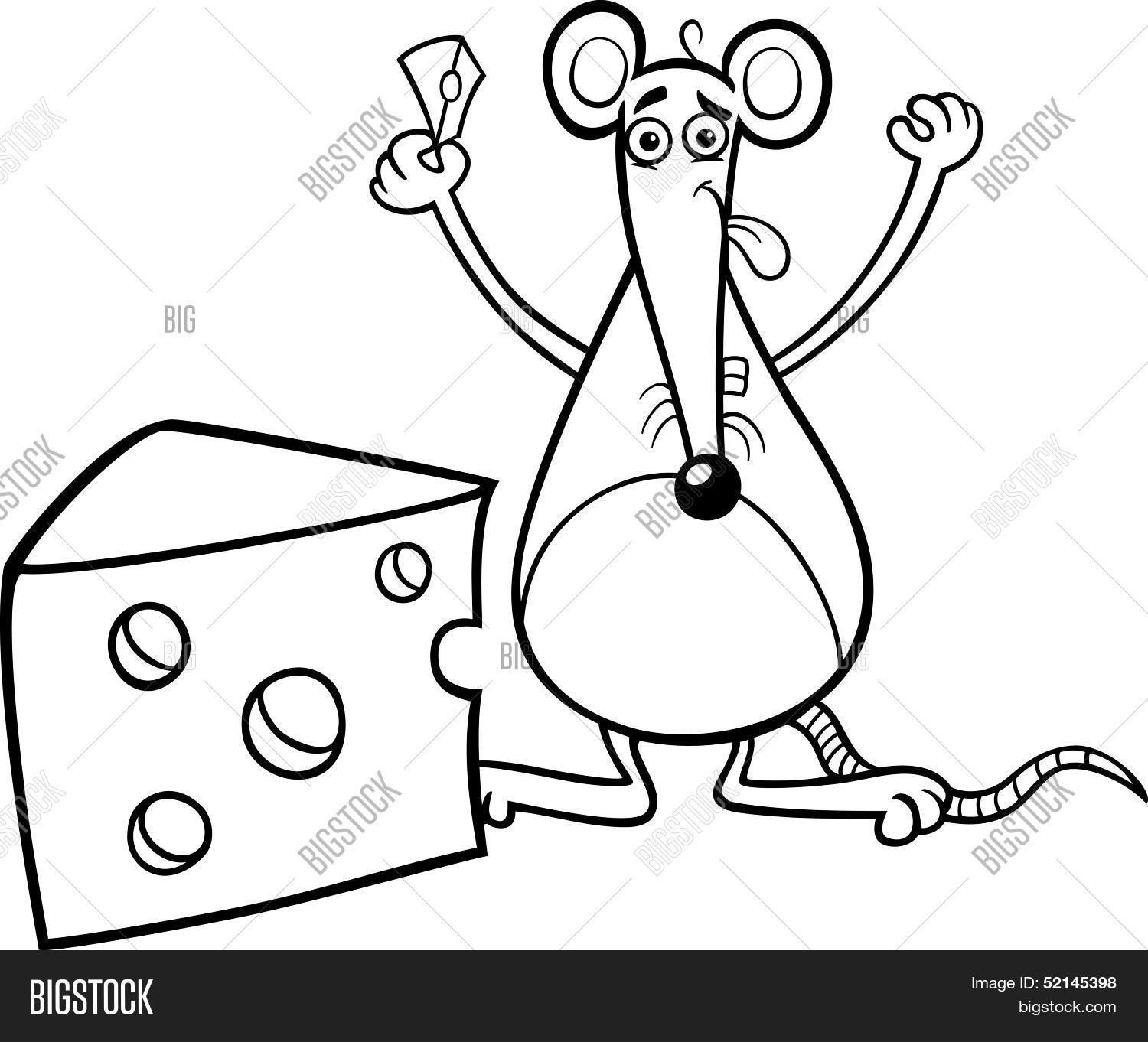 Mouse Cheese Coloring Vector & Photo (Free Trial) | Bigstock