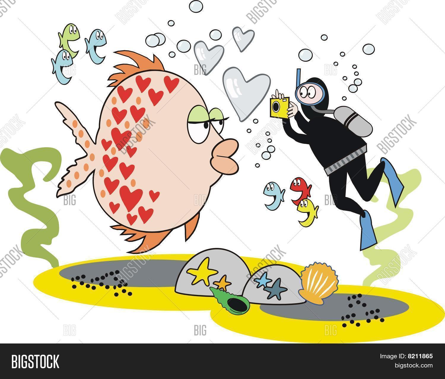 Romantic Fish Cartoon Vector & Photo (Free Trial) | Bigstock