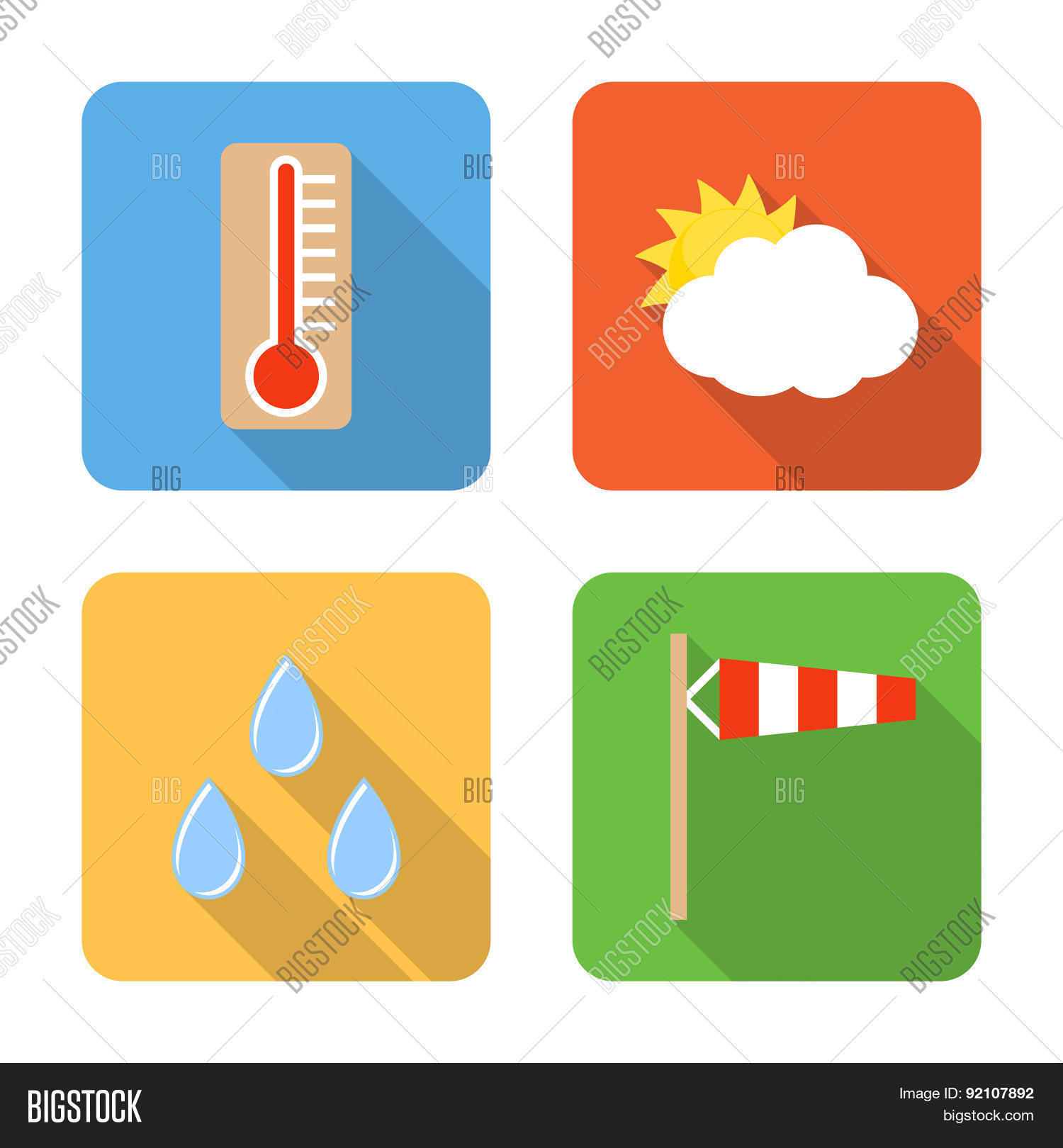 Flat Weather Icons Vector & Photo (Free Trial) | Bigstock