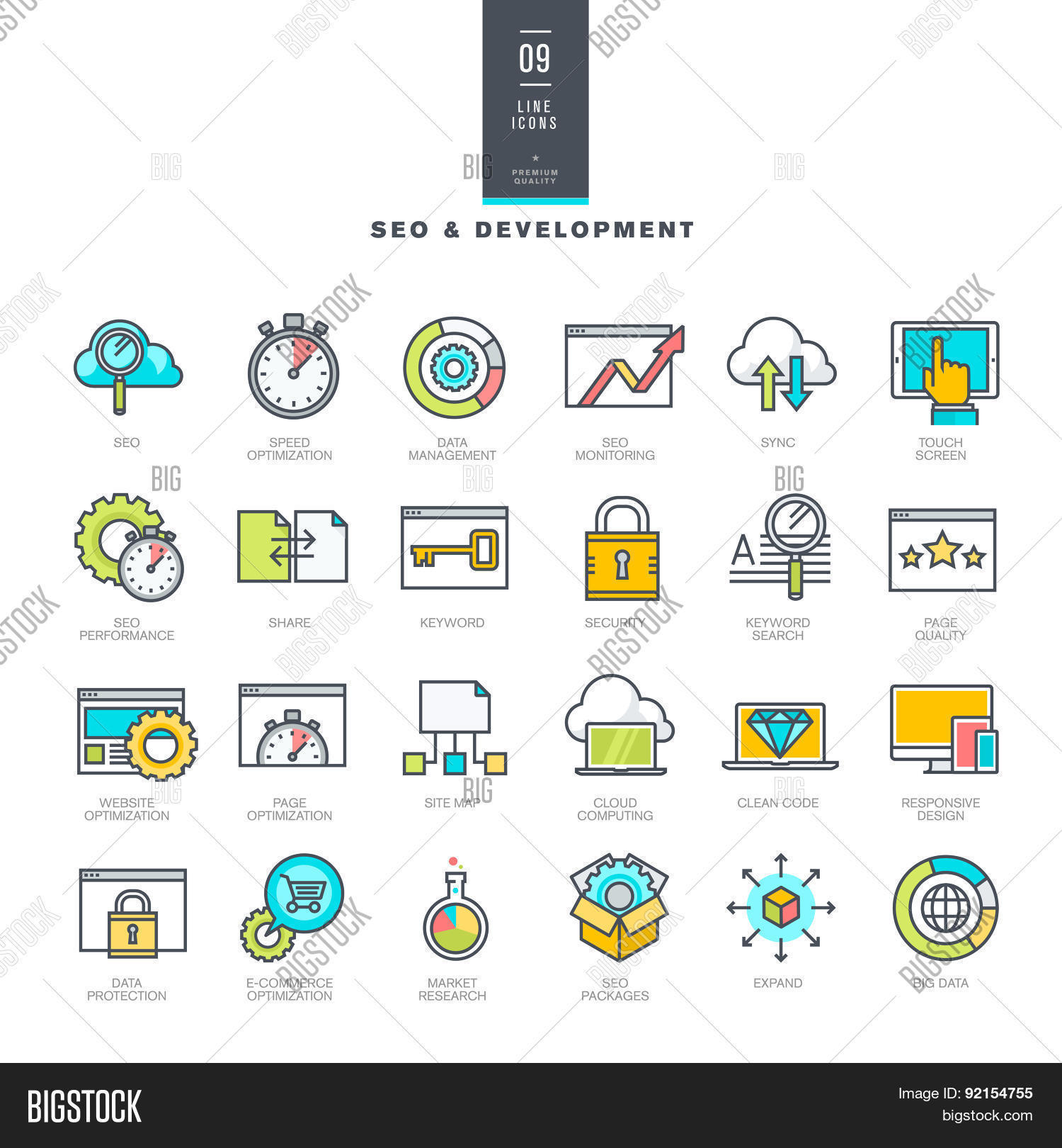 Set Line Color Icons Vector & Photo (Free Trial) | Bigstock