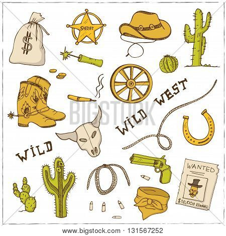 Hand Drawn Wild West Vector & Photo (Free Trial) | Bigstock