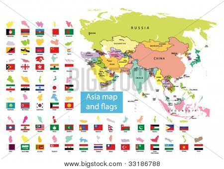 Asia Map Countries Vector & Photo (Free Trial) | Bigstock