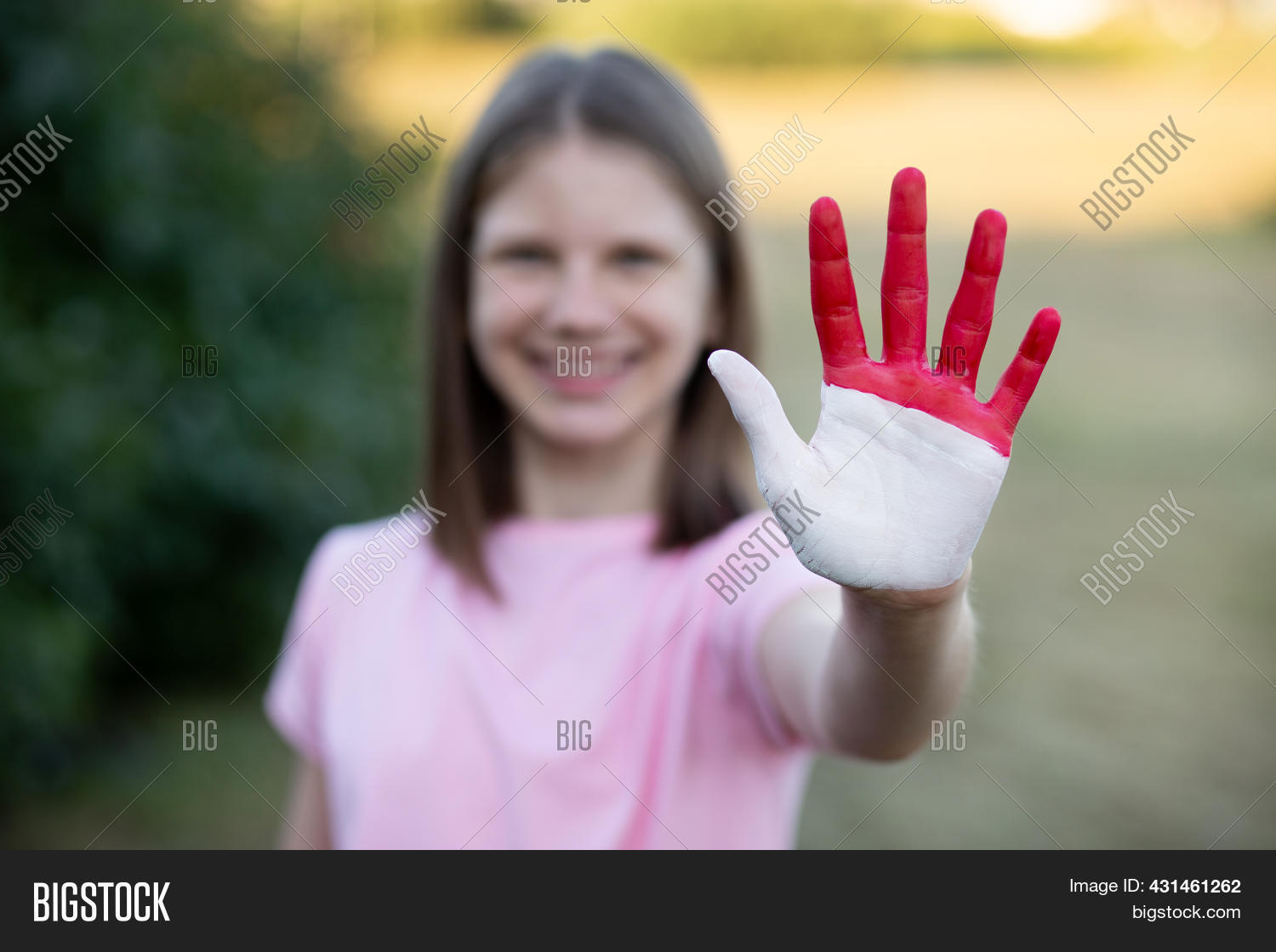 Girl Open Hand Raised Image & Photo (Free Trial) | Bigstock