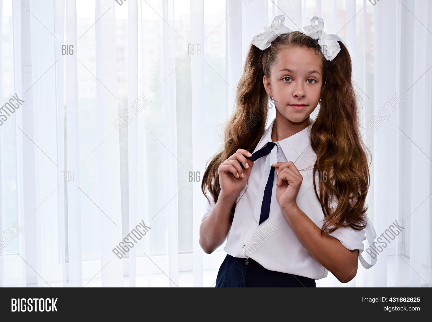 Pretty Girl White Bows Image & Photo (Free Trial) | Bigstock