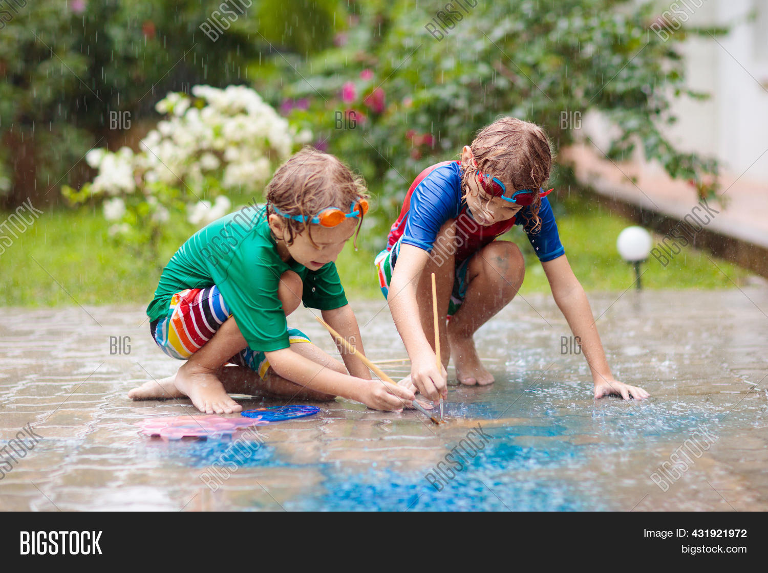 Kids Playing Rain. Image & Photo (Free Trial) | Bigstock