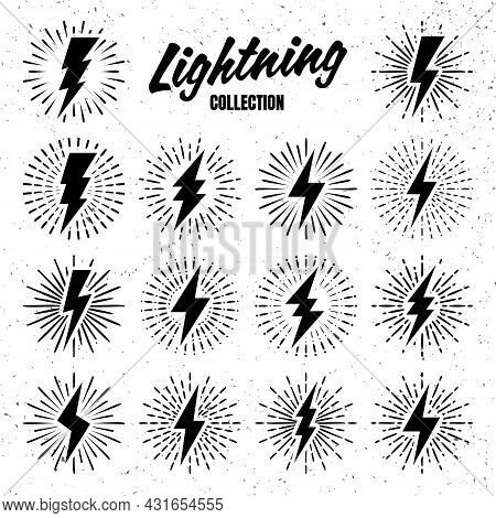 Set Vintage Lightning Vector & Photo (Free Trial) | Bigstock