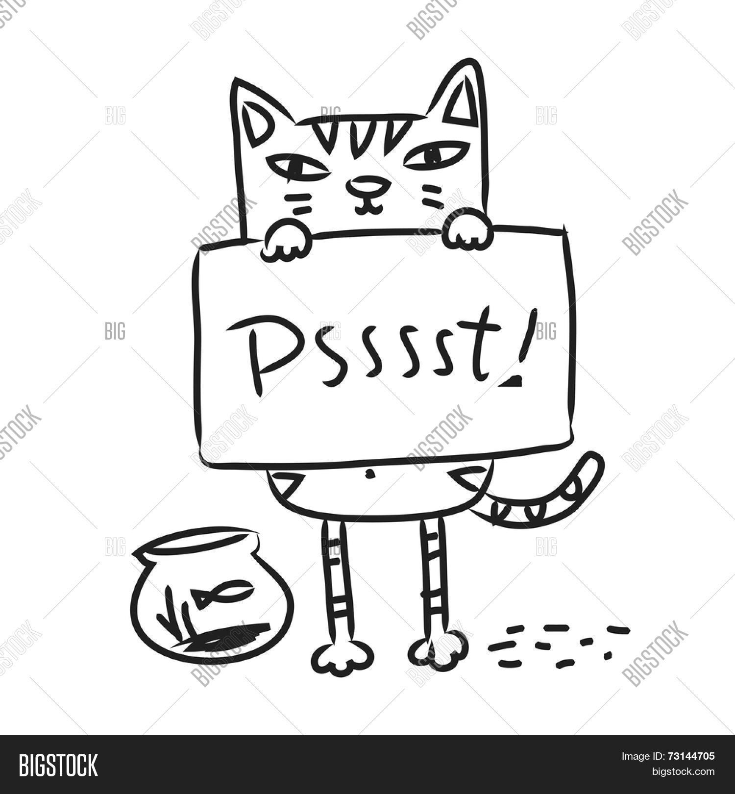 Cat Drawing, Line Art Vector & Photo (Free Trial) | Bigstock