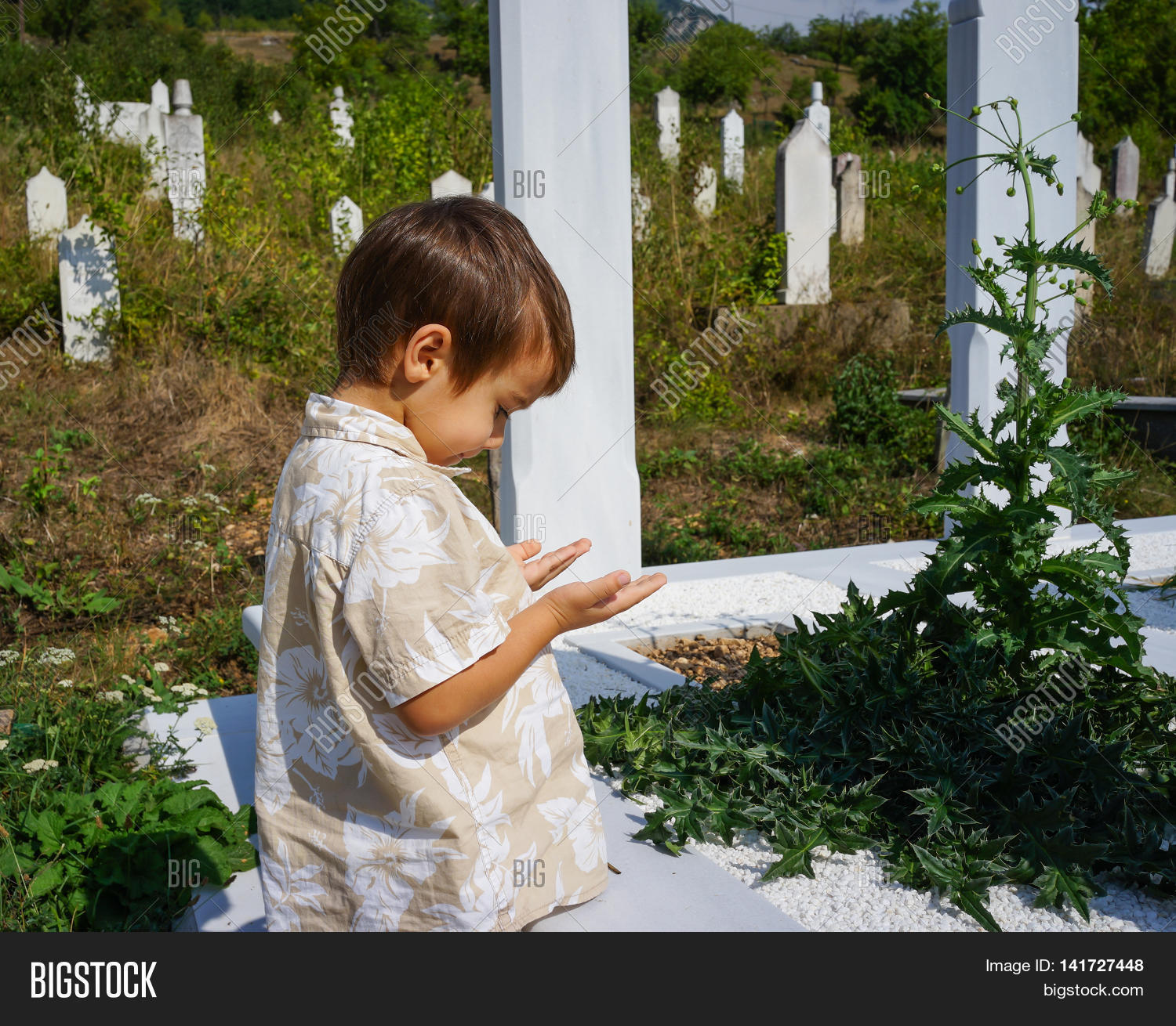 Child Visiting Grave Image & Photo (Free Trial) | Bigstock