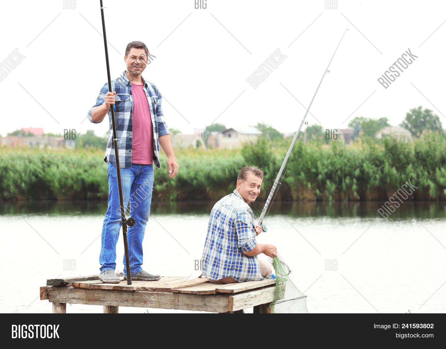 Two Men Fishing Pier Image & Photo (Free Trial) | Bigstock