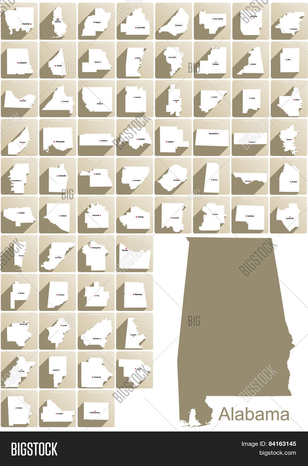 Alabama County Icons Vector & Photo (Free Trial) | Bigstock