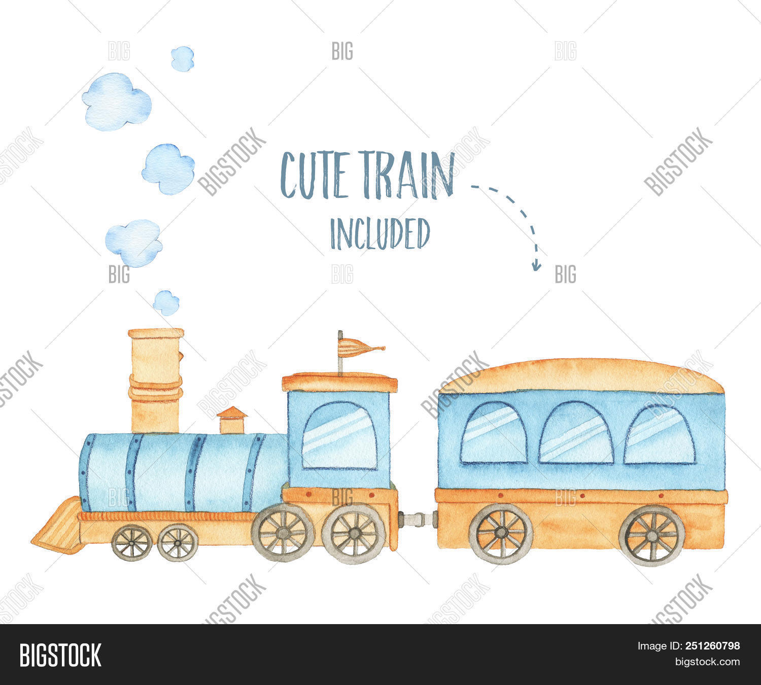 Watercolor Cute Train Image & Photo (Free Trial) | Bigstock