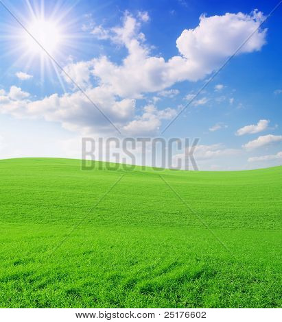Green Field Sun Sky Image & Photo (Free Trial) | Bigstock
