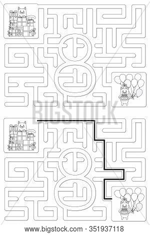 Easy Cat Maze Kids Vector & Photo (Free Trial) | Bigstock