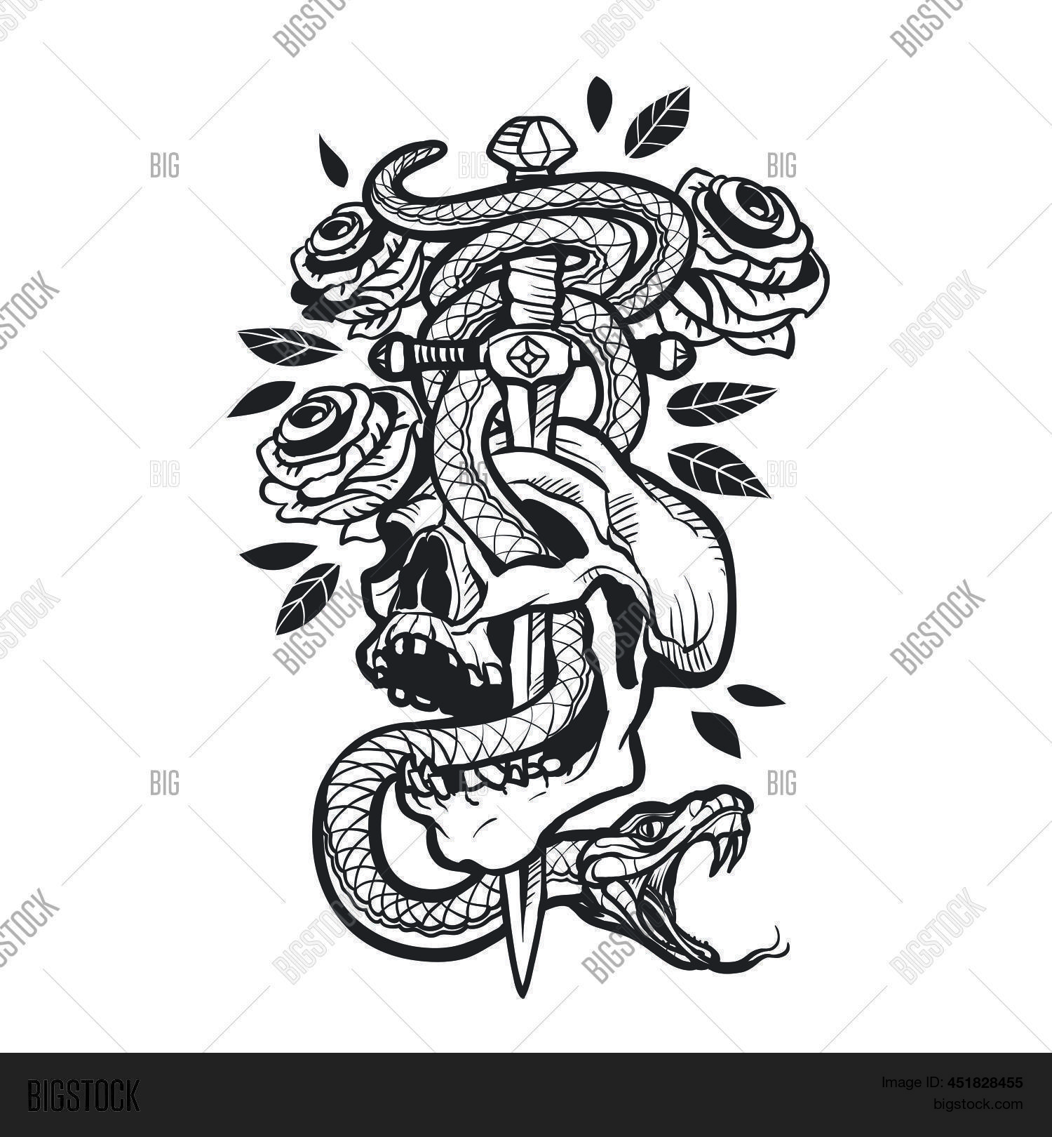 Vintage Tattoo Skull Vector & Photo (Free Trial) | Bigstock