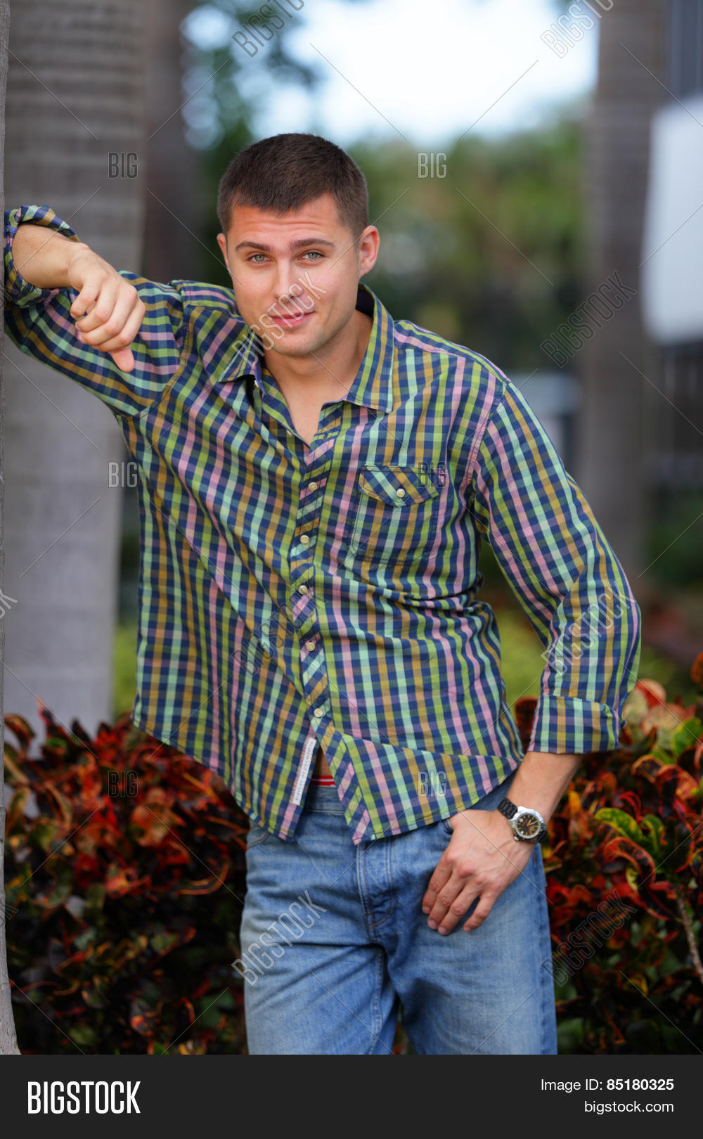 Man Leaning On Tree Image & Photo (Free Trial) | Bigstock