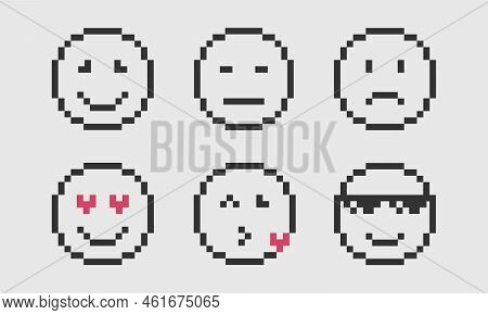 Cute Pixel Emoticons Vector & Photo (Free Trial) | Bigstock