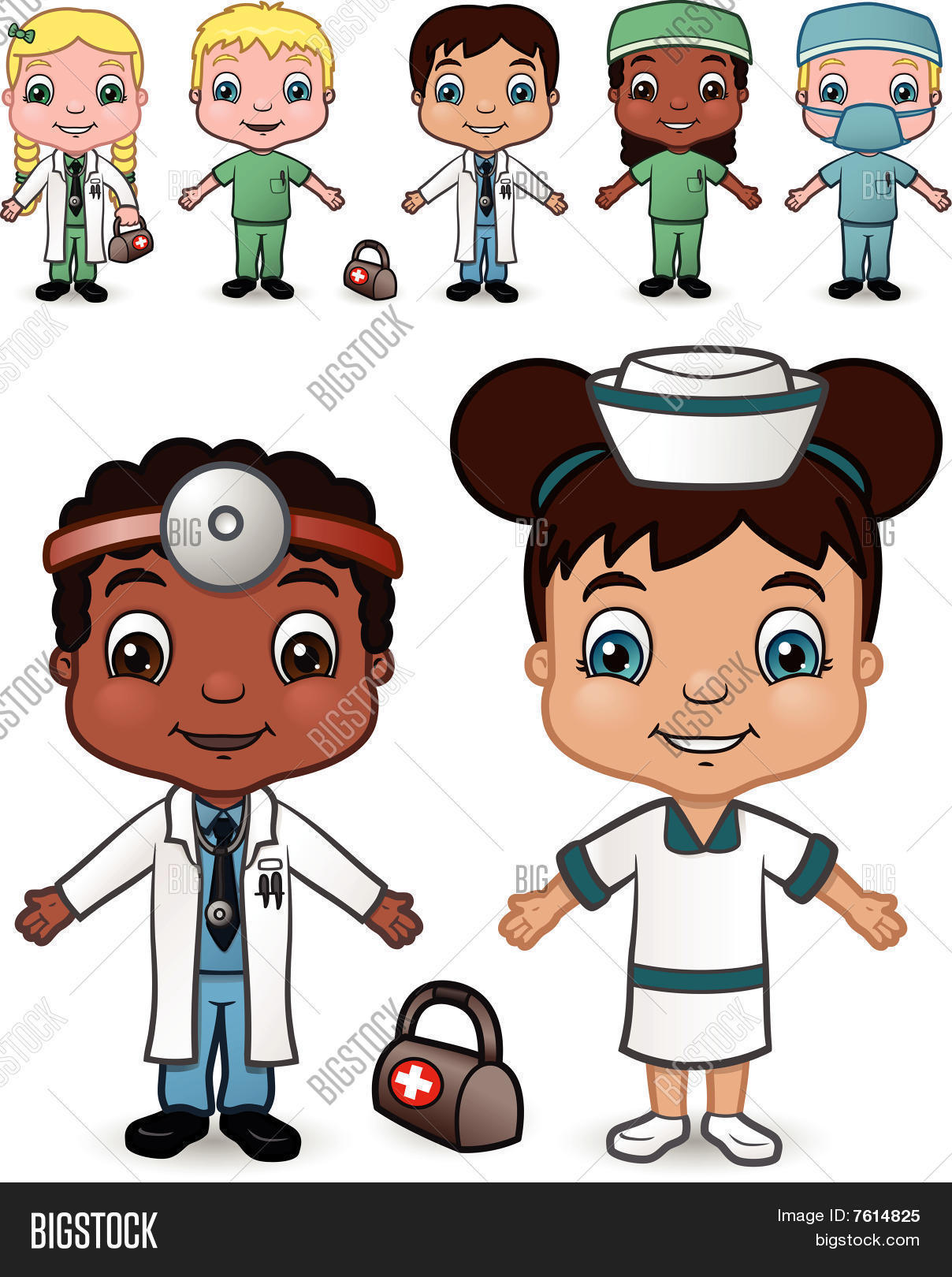 Doctor Nurse Children Vector & Photo (Free Trial) | Bigstock