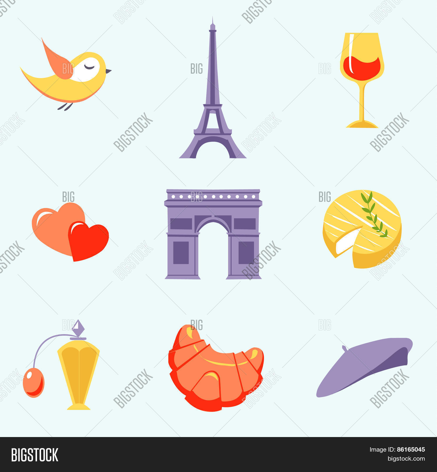 Icons Paris Symbols Vector & Photo (Free Trial) | Bigstock