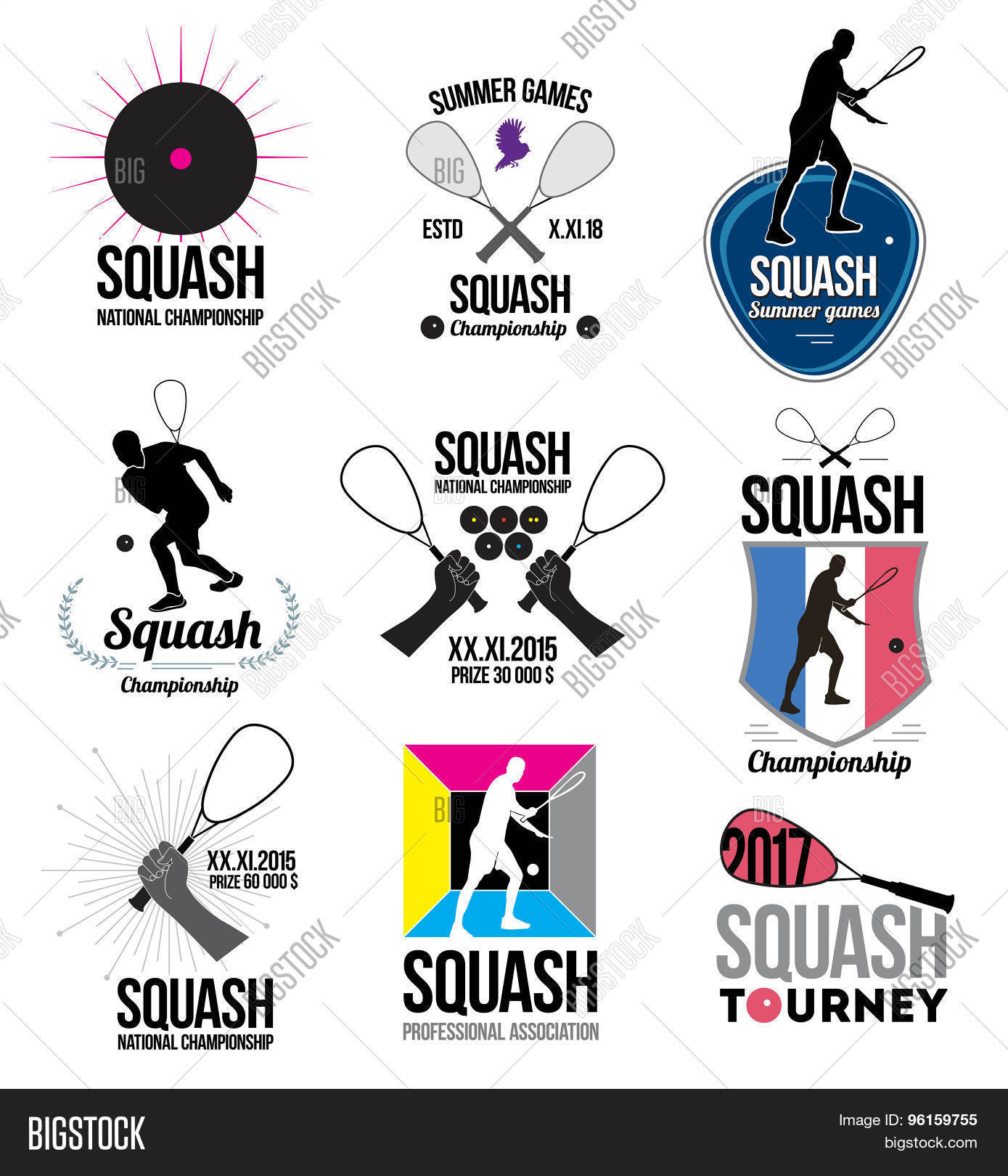 Set Retro Squash Vector & Photo (Free Trial) | Bigstock