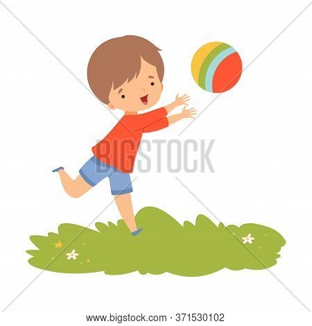 Cute Boy Playing Ball Vector & Photo (Free Trial) | Bigstock
