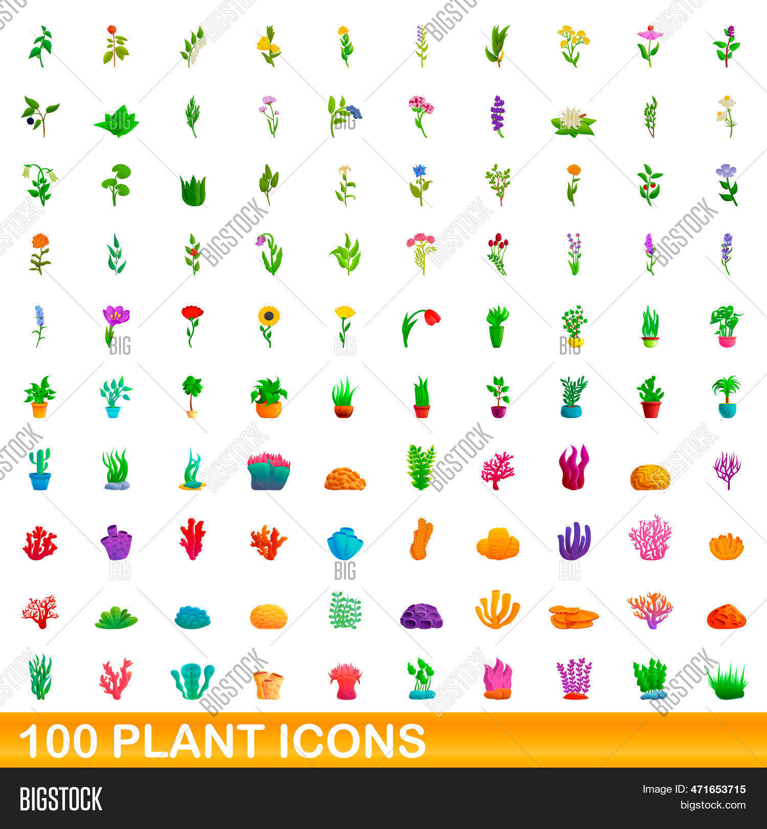 100 Plant Icons Set. Image & Photo (Free Trial) | Bigstock