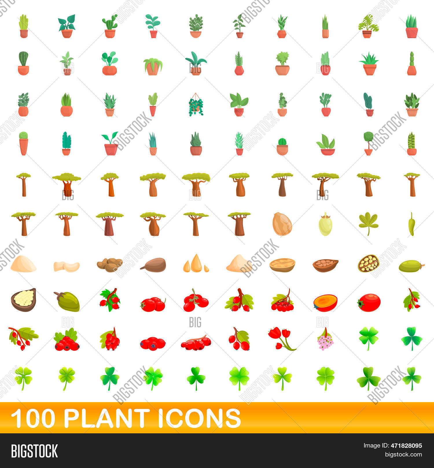 100 Plant Icons Set. Image & Photo (Free Trial) | Bigstock