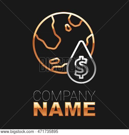 Line Oil Drop With Dollar Symbol Icon Isolated On Black Background. Oil ...