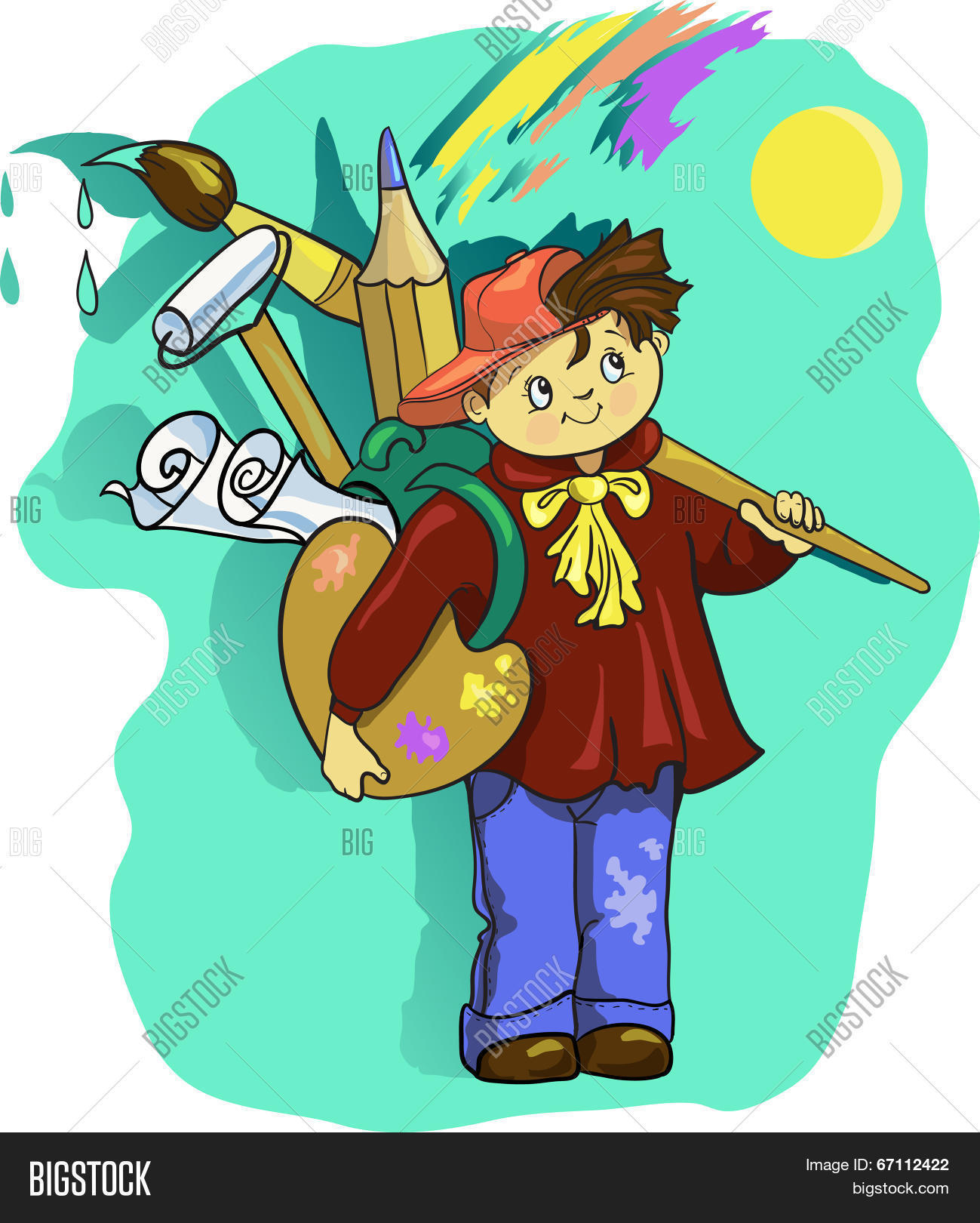 Cartoon Artist Boy Vector & Photo (Free Trial) | Bigstock