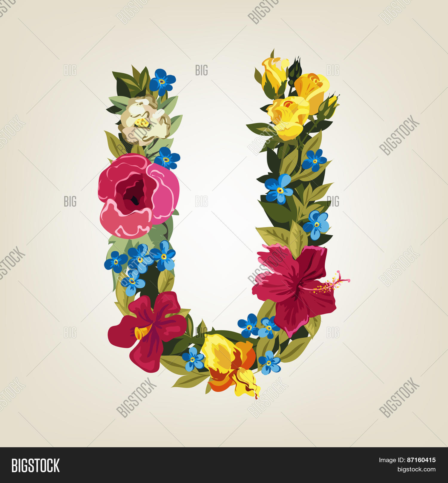 U Letter. Flower Vector & Photo (Free Trial) | Bigstock