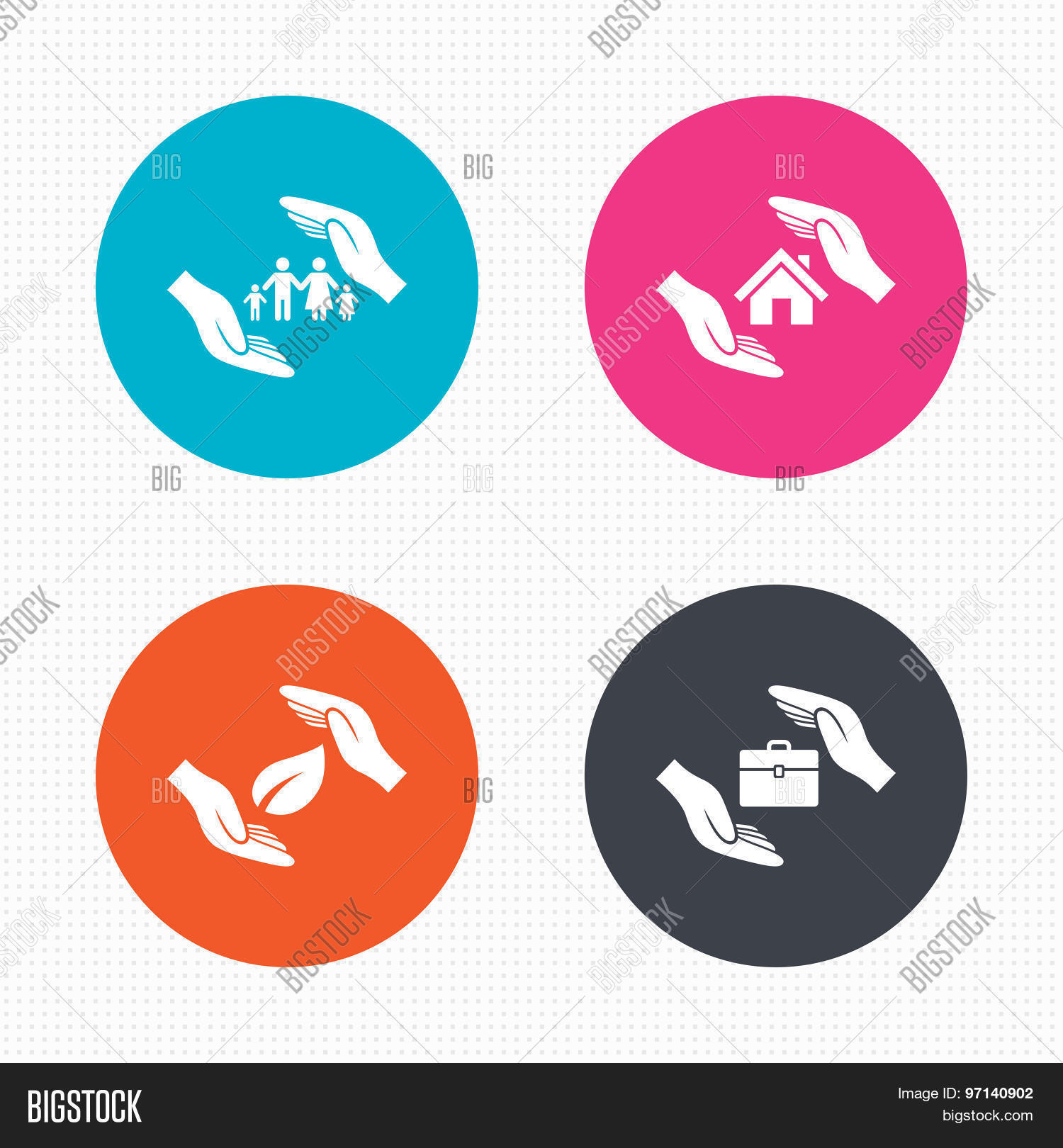 Hands Insurance Icons Vector & Photo (Free Trial) | Bigstock