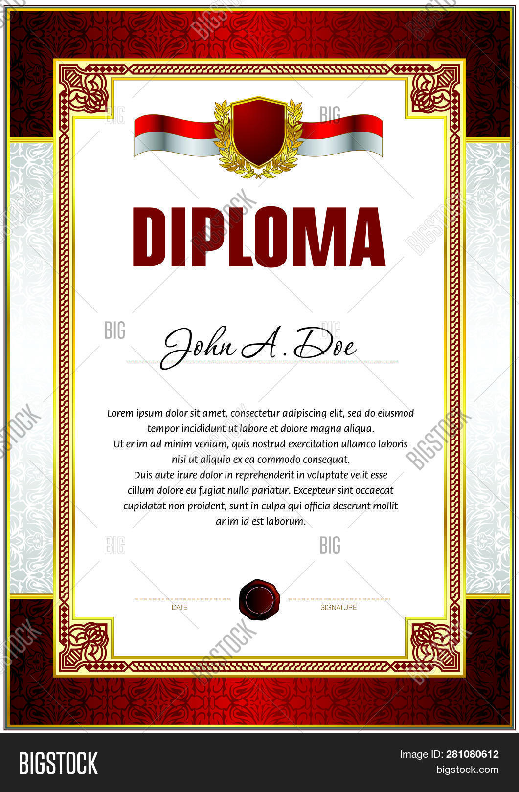 Vintage Diploma Blank Vector & Photo (Free Trial) | Bigstock