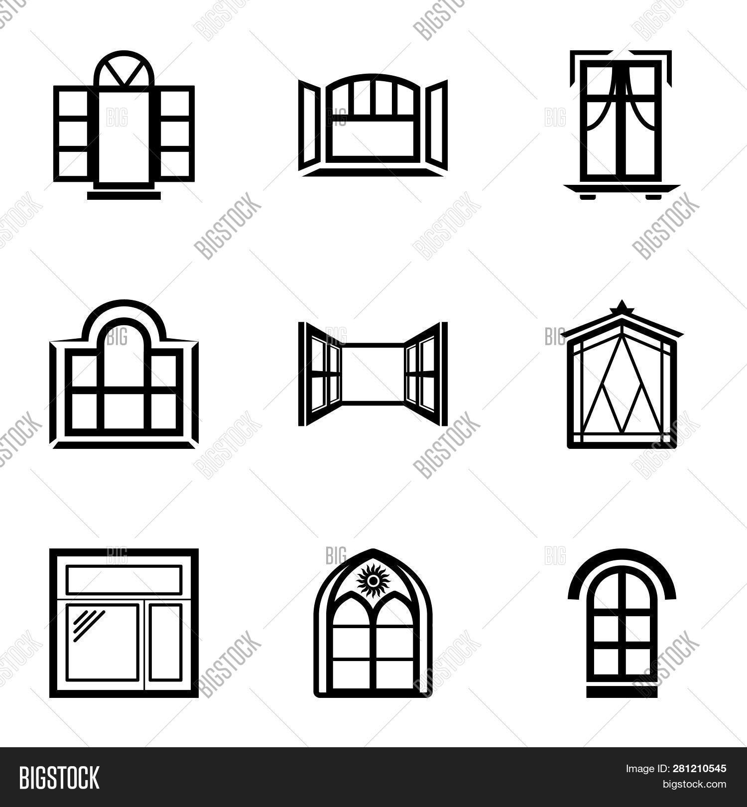 Open Window Icons Set Image & Photo (Free Trial) | Bigstock