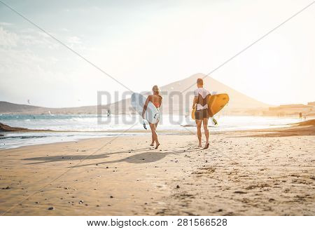 Happy Surfers Running Image & Photo (Free Trial) | Bigstock