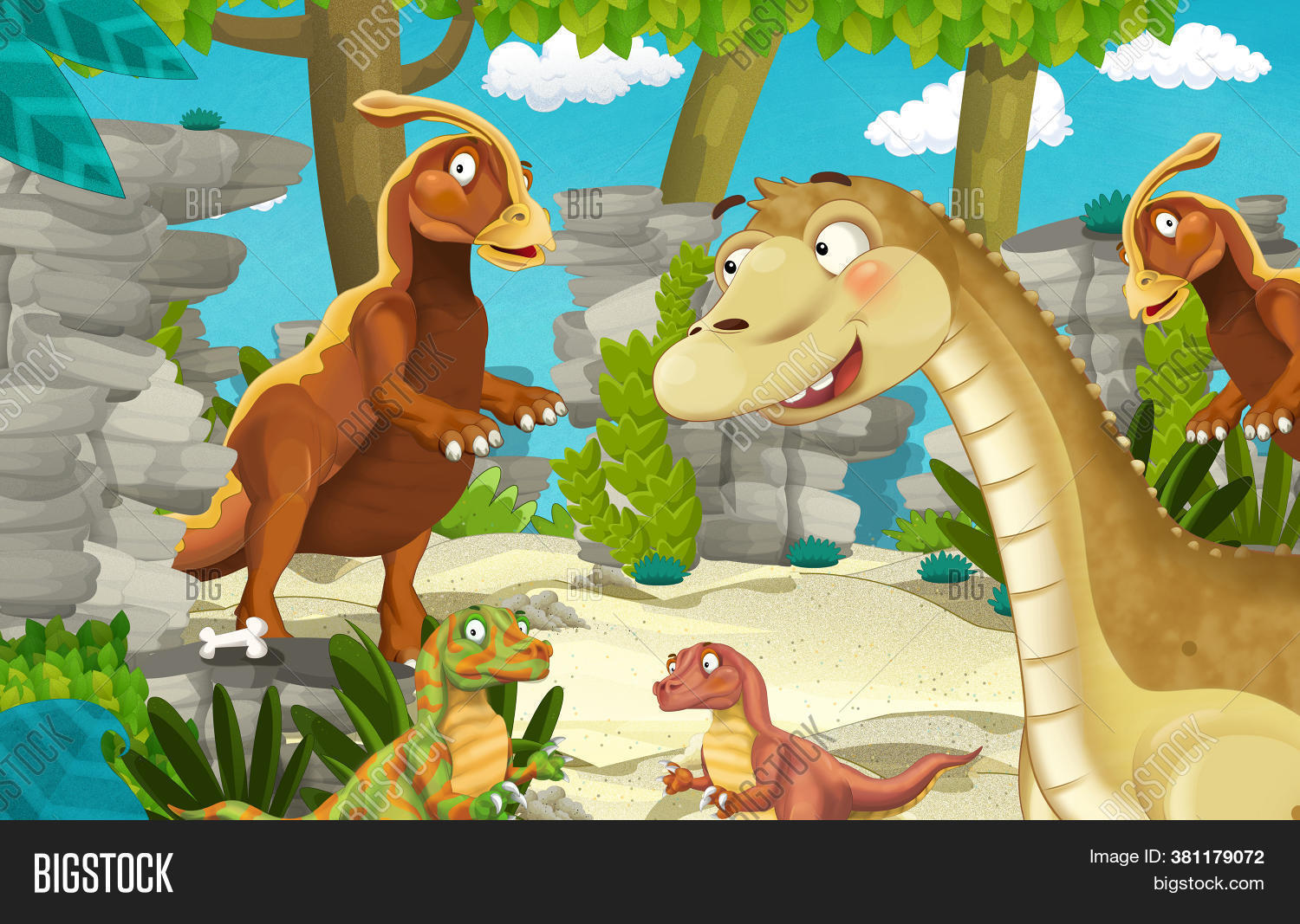 Cartoon Scene Dinosaur Image & Photo (Free Trial) | Bigstock