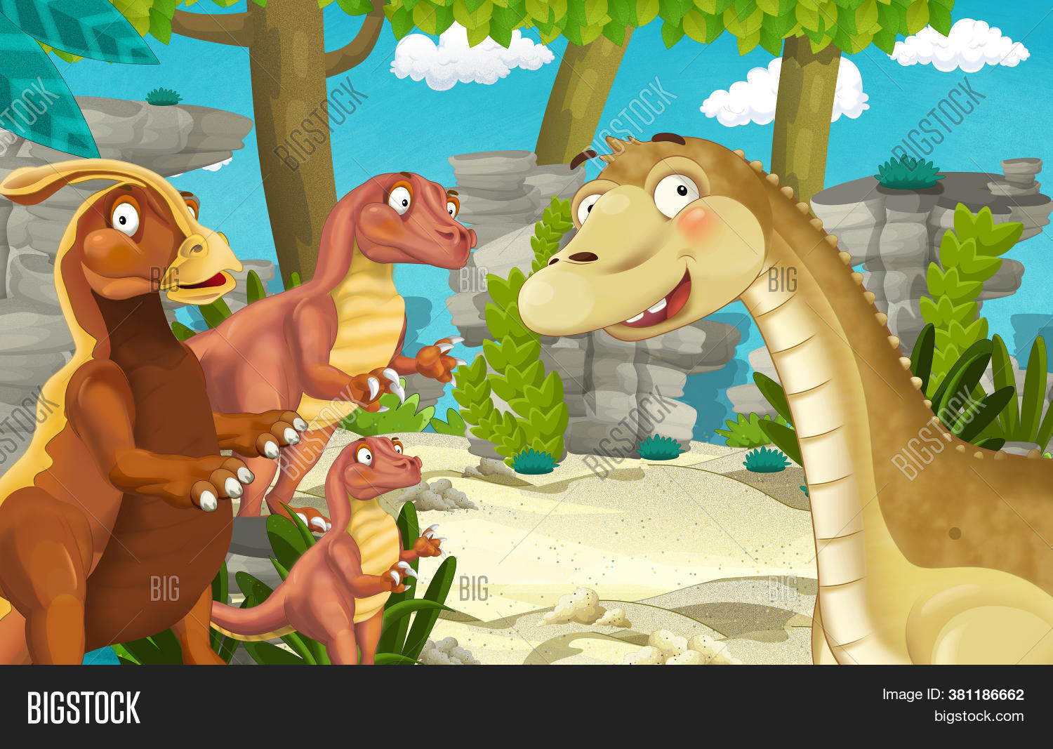 Cartoon Scene Dinosaur Image & Photo (Free Trial) | Bigstock