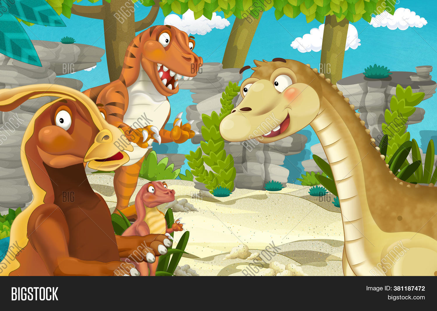 Cartoon Scene Dinosaur Image & Photo (Free Trial) | Bigstock