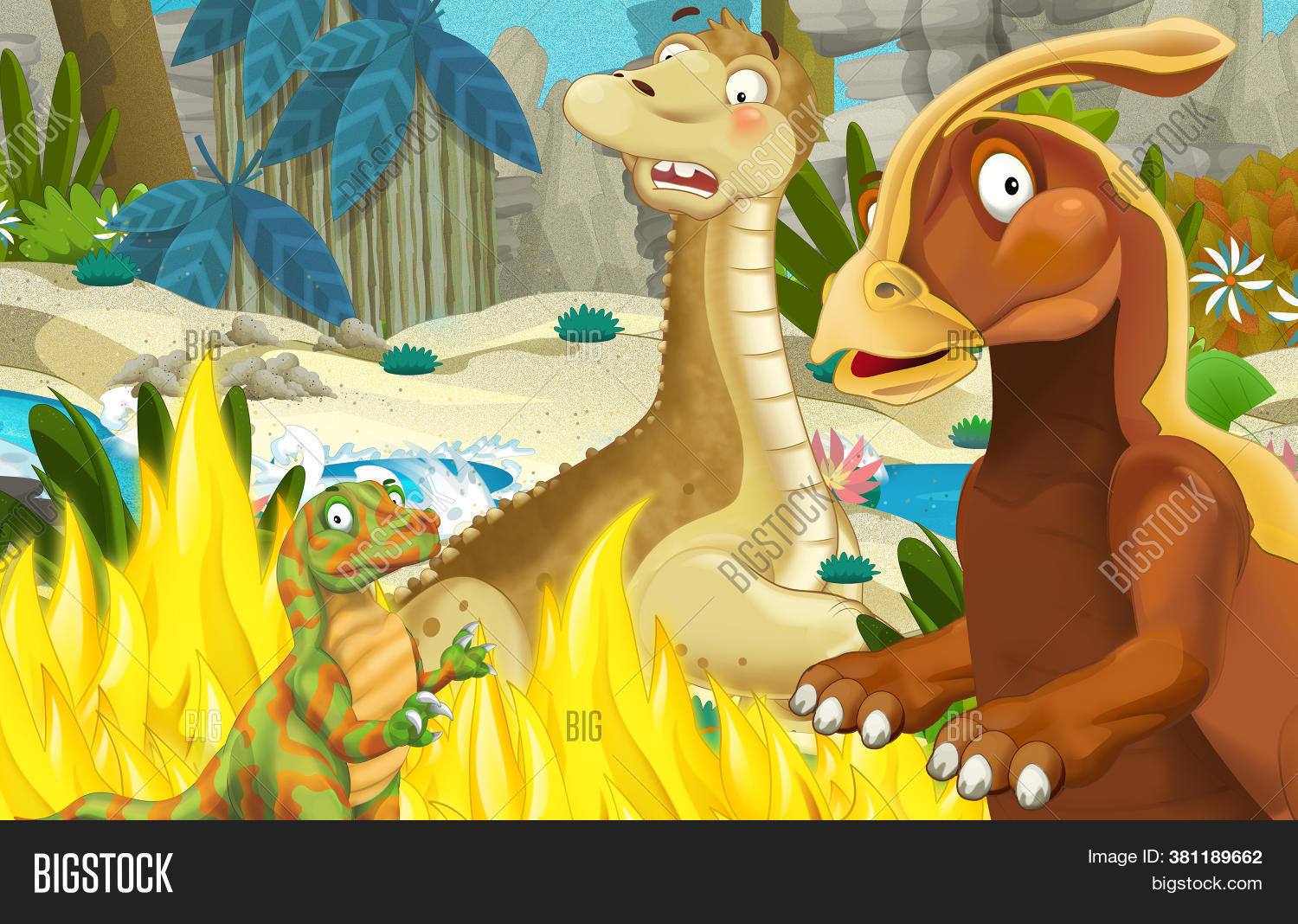 Cartoon Scene Dinosaur Image & Photo (Free Trial) | Bigstock