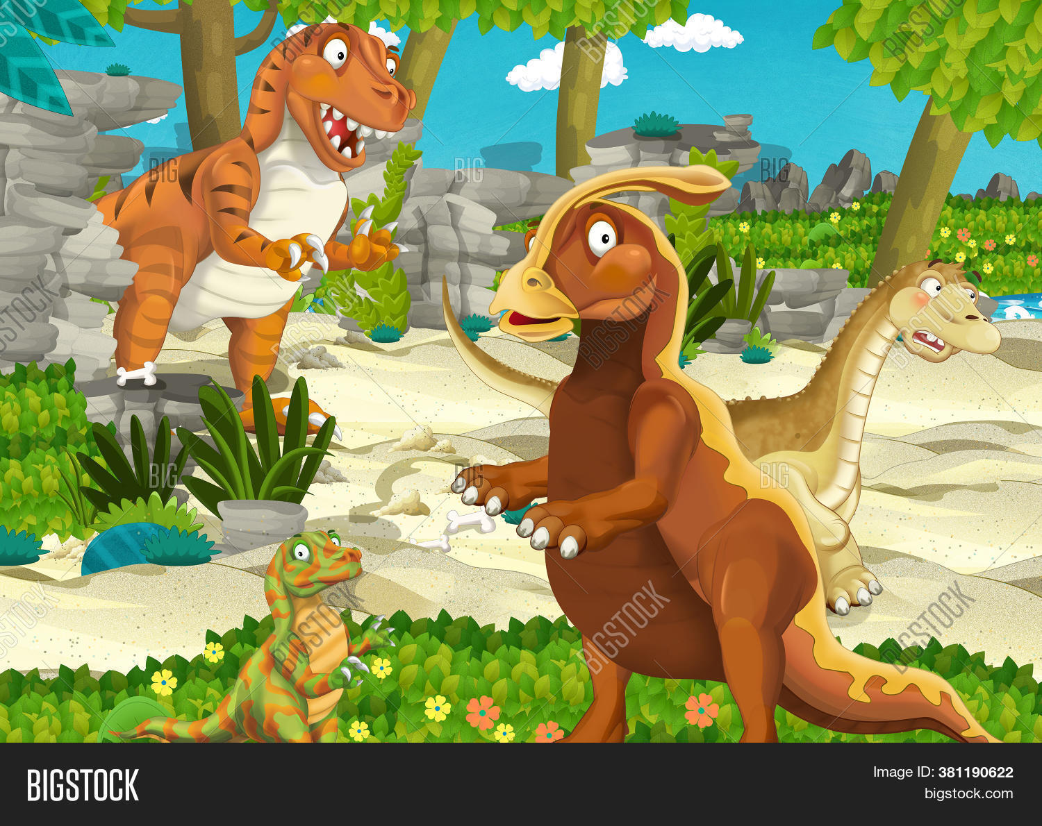 Cartoon Scene Dinosaur Image & Photo (Free Trial) | Bigstock
