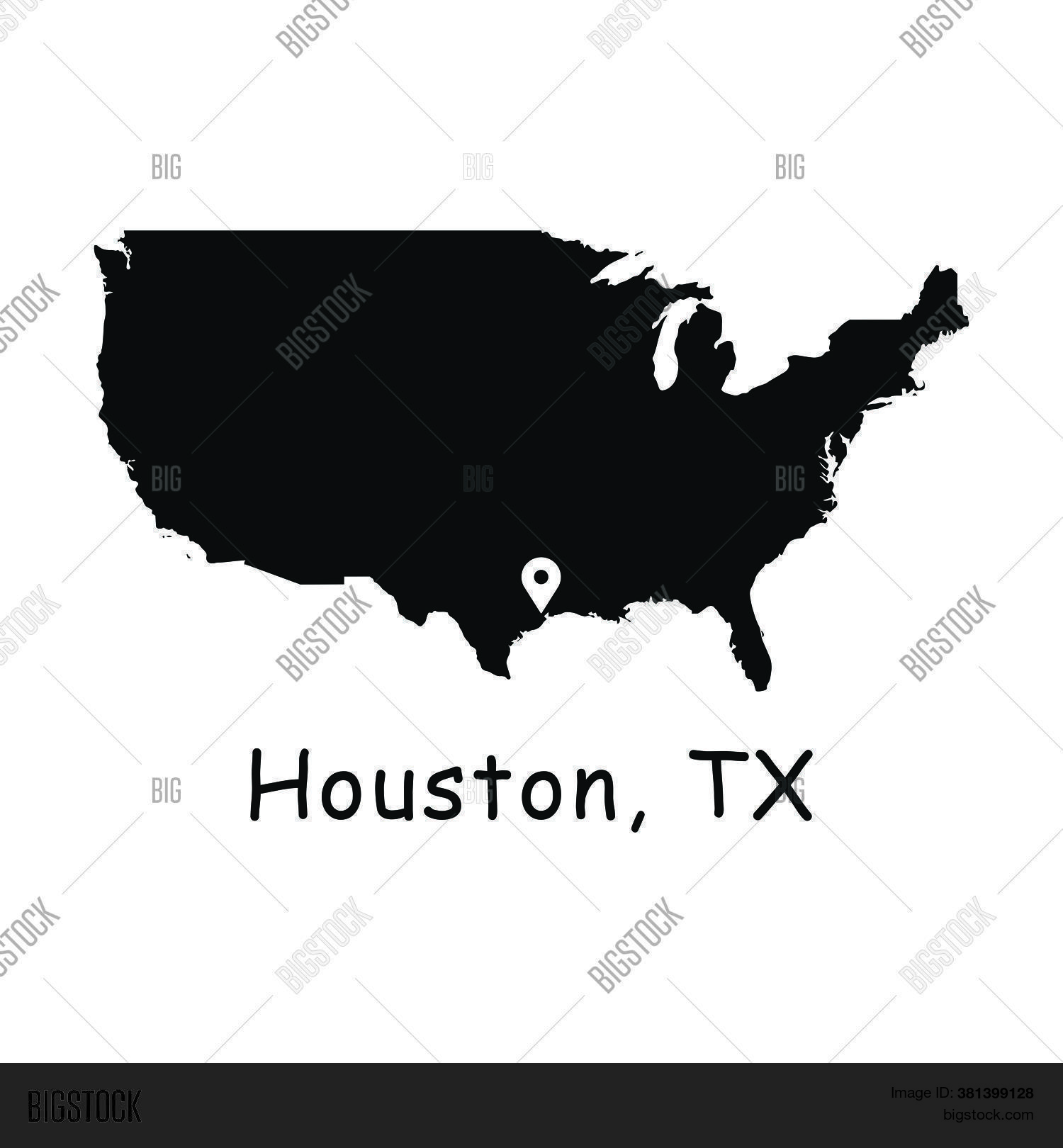 Houston Tx On Usa Map Vector & Photo (Free Trial) | Bigstock