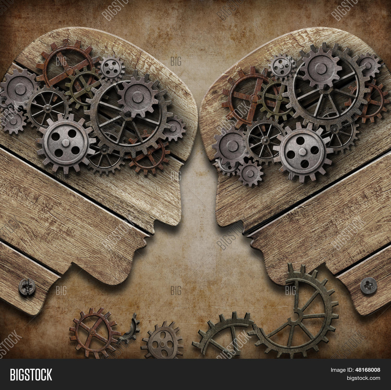 Two Wooden Heads Gears Image & Photo (Free Trial) | Bigstock