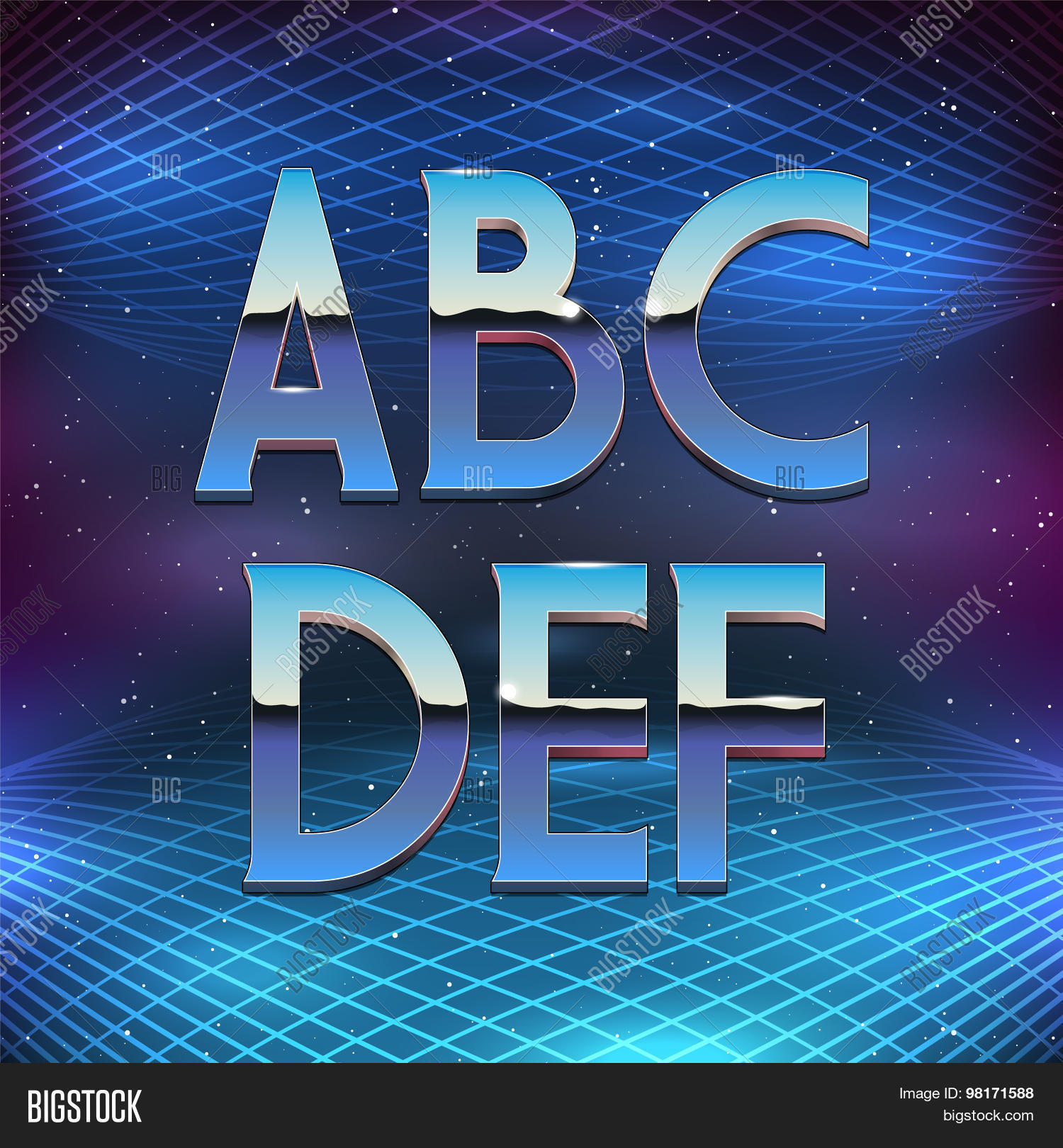 Chrome Alphabet 80s Vector & Photo (Free Trial) | Bigstock